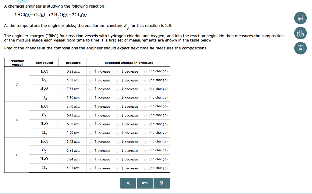 Solved A chemical engineer is studying the following | Chegg.com