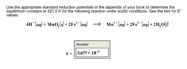 Solved Use the appropriate standard reduction potentials in | Chegg.com