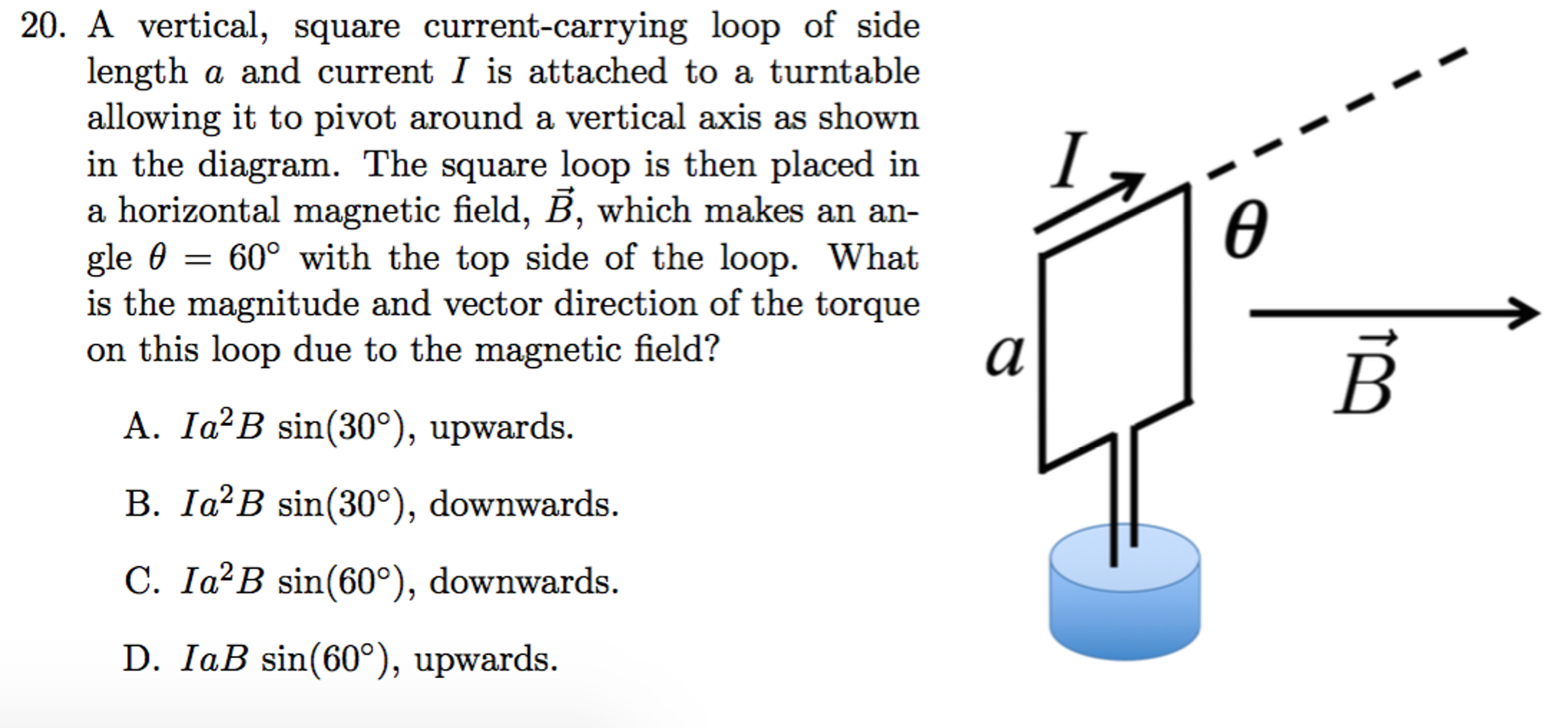 Solved A vertical, square current-carrying loop of side | Chegg.com