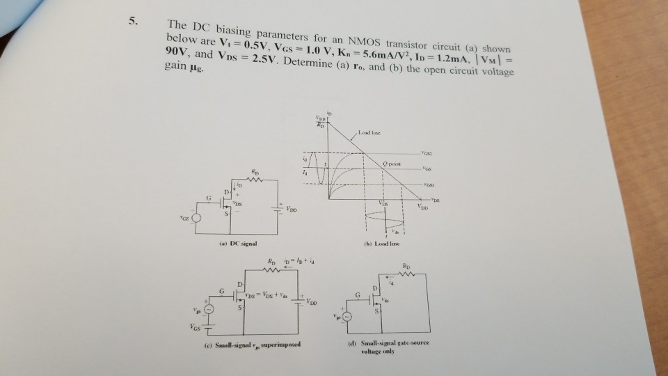 Solved 5. The DC biasing parameters for an NMOS transistor | Chegg.com