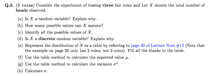 Solved Consider the experiment of tossing three fair coins | Chegg.com