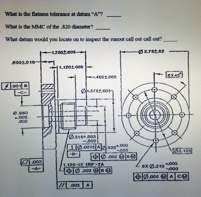Solved What is the flatness tolerance at datum A? What is | Chegg.com