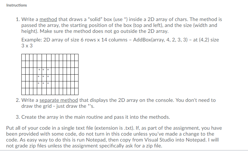 Instructions 1. Write a method that draws a "solid" | Chegg.com