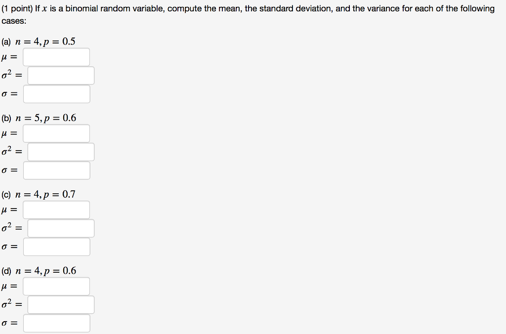 Solved 1 Point If X Is A Binomial Random Variable Compute