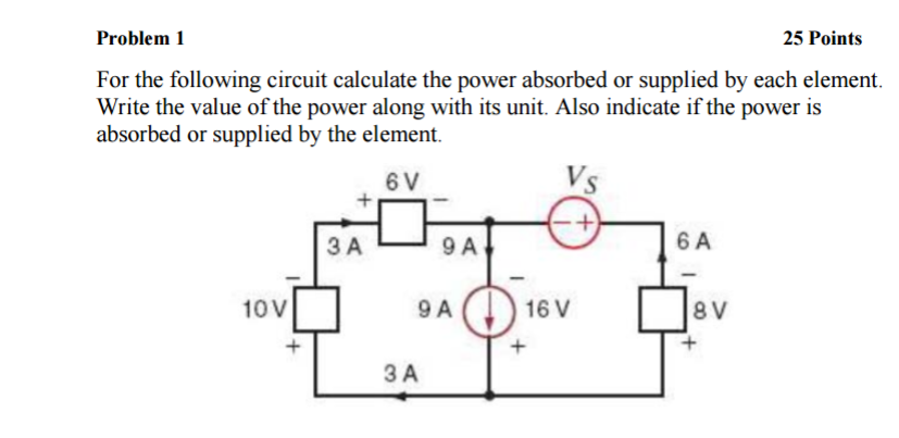 Solved For the following circuit calculate the power | Chegg.com