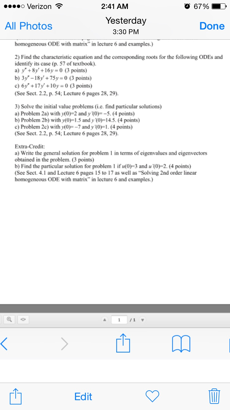 Solved Homogeneous ODE with matrix" in lecture 6 and | Chegg.com