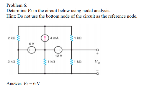 Solved Determine Vo in the circuit below using nodal | Chegg.com