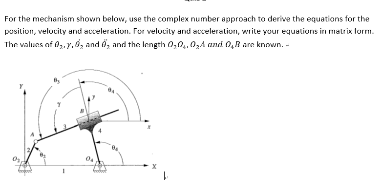 Solved For the mechanism shown below, use the complex number | Chegg.com