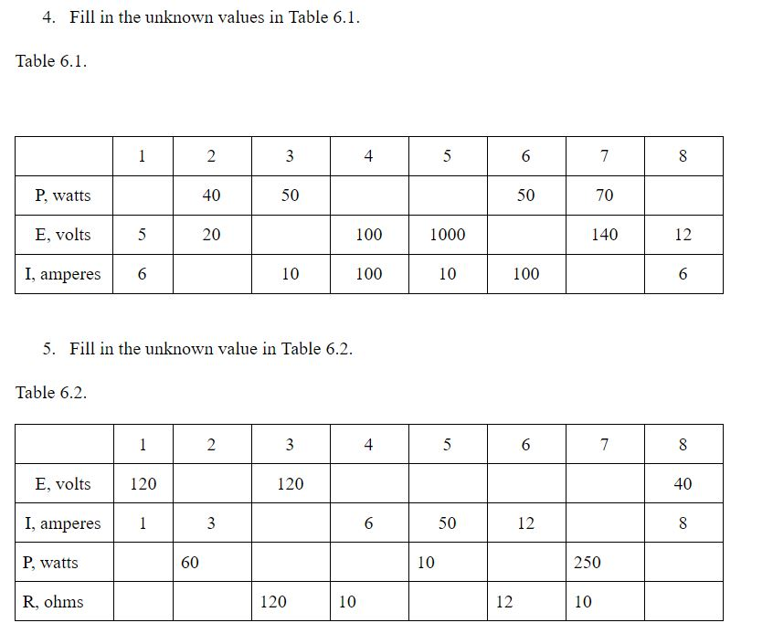 Solved Fill in the unknown values in Table 6.1. Fill in the | Chegg.com