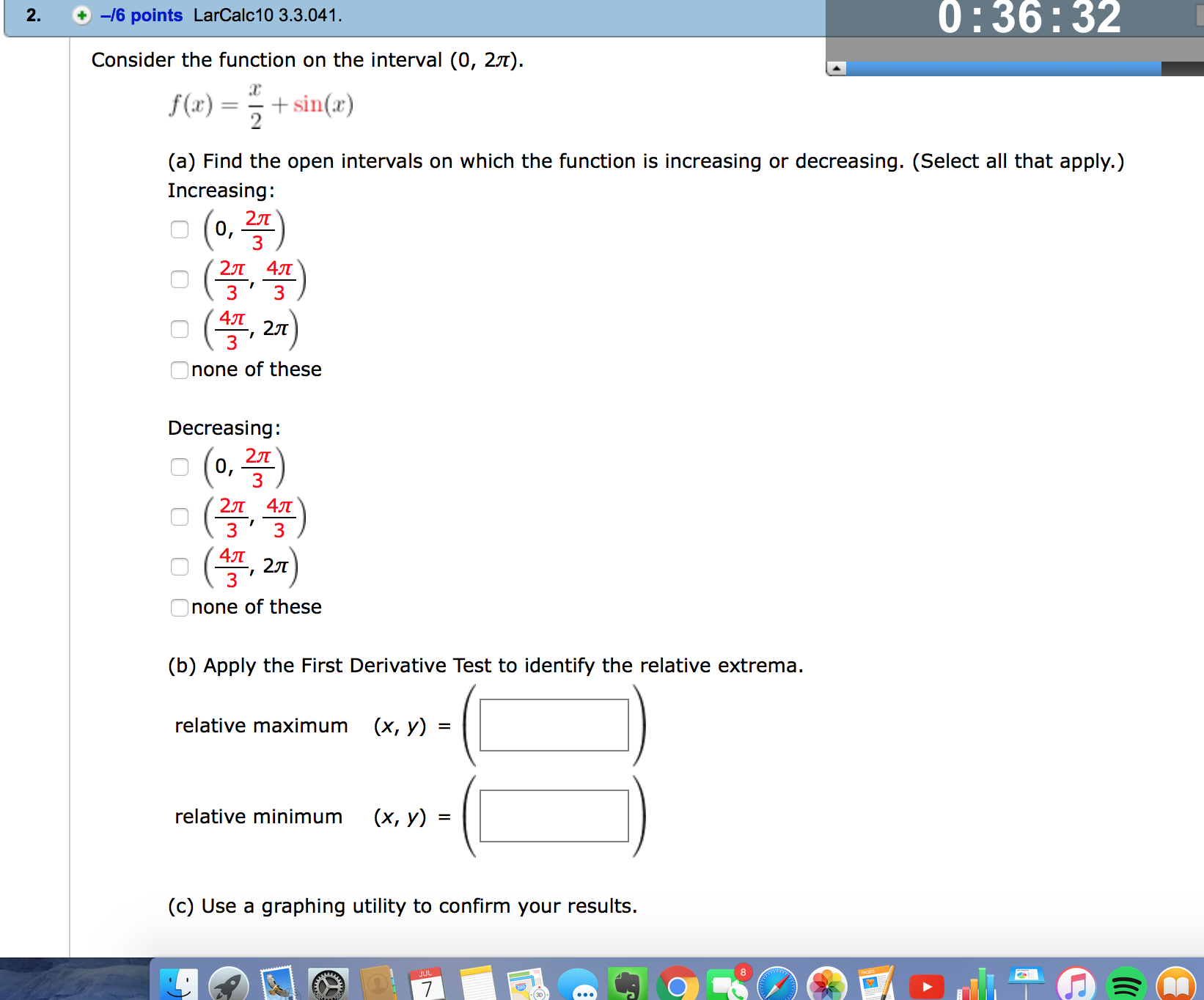 Solved Consider the function on the interval (0, 2pi). f(x) | Chegg.com