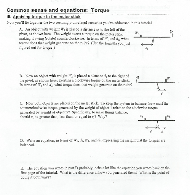 Solved Common sense and equations: Torque III. Applying | Chegg.com