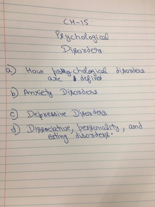 Review Assignment Topic Name:= psychological Disorder | Chegg.com