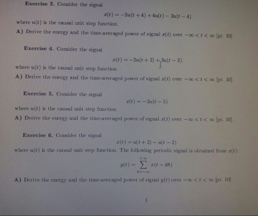 Solved Exercise 1. Consider the discrete-time signal A) | Chegg.com