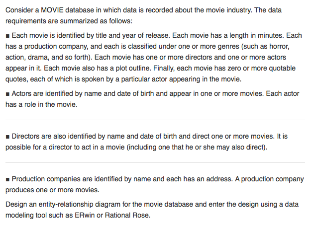 Solved Consider a MOVIE database in which data is recorded | Chegg.com