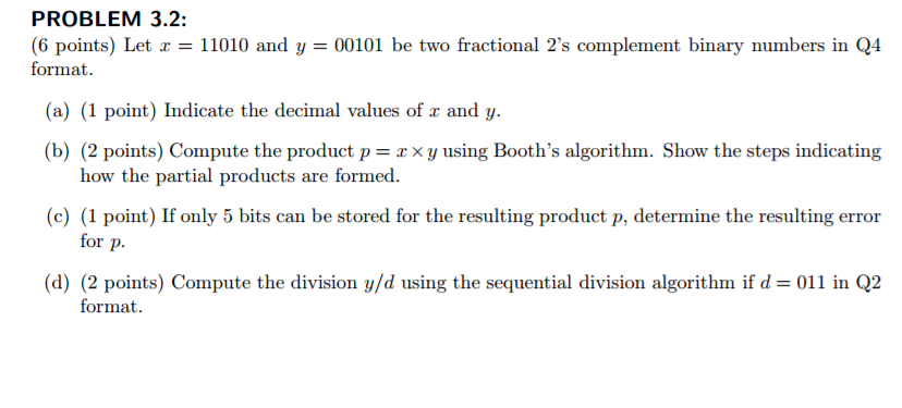 Solved Let x = 11010 and y = 00101 be two fractional 2's | Chegg.com