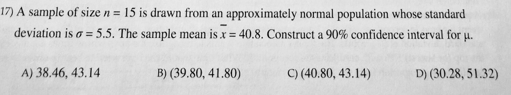 Solved A sample of size n = 15 is drawn from an | Chegg.com