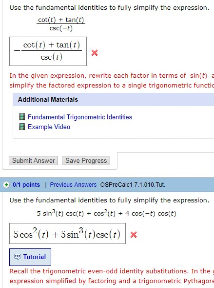 Solved al identities to fully simplify the expression. | Chegg.com