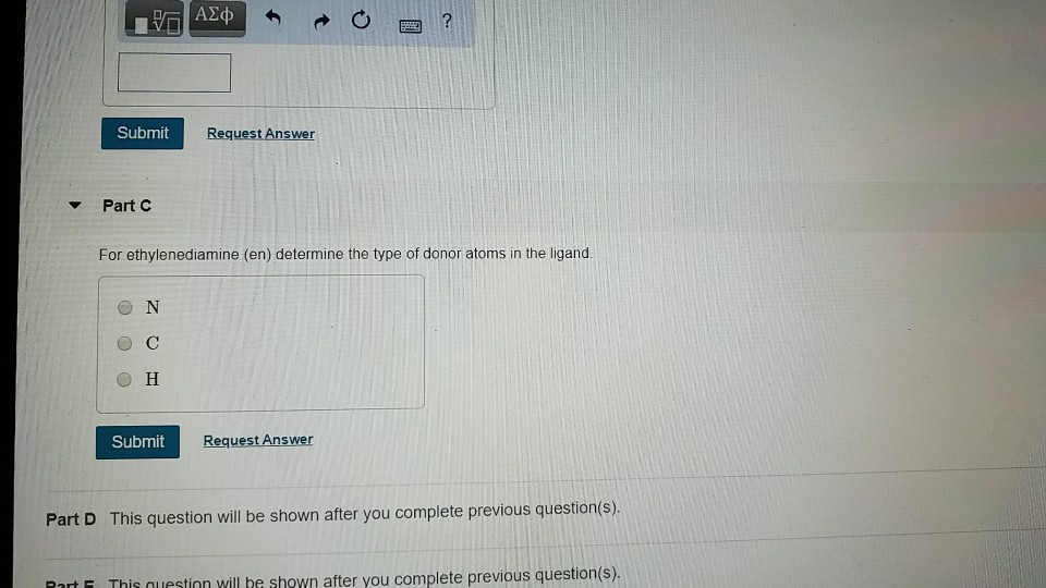 Solved Submit Request Answer Part C For ethylenediamine (en) | Chegg.com