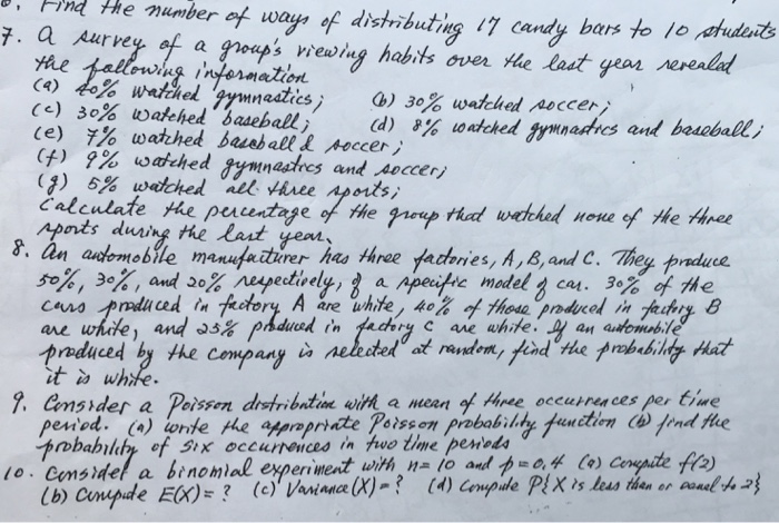 Solved Find the number of ways of distributing 17 candy bars | Chegg.com