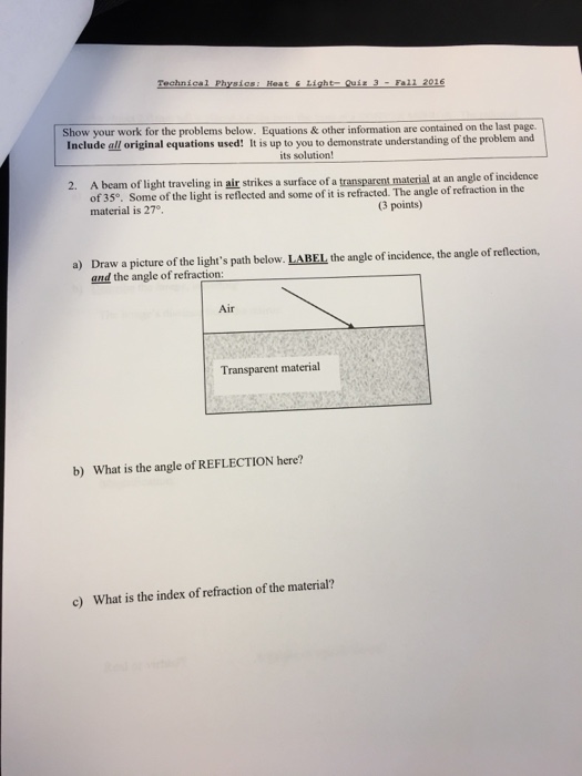 Solved A beam of light traveling in air strikes a surface of | Chegg.com
