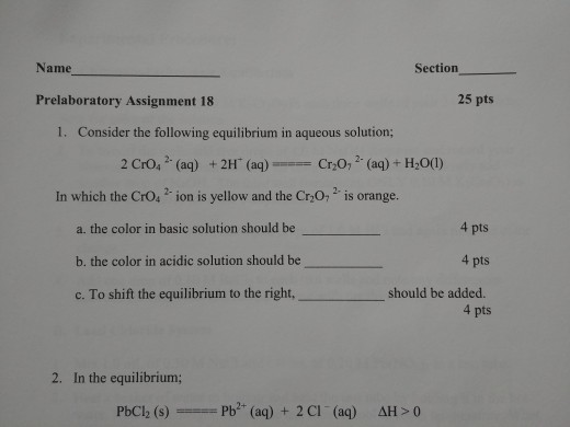 Solved Name Section Prelaboratory Assignment 18 25 pts 1. | Chegg.com