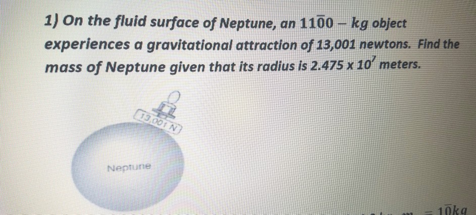 Solved On the fluid surface of Neptune, an 1100 - kg object | Chegg.com