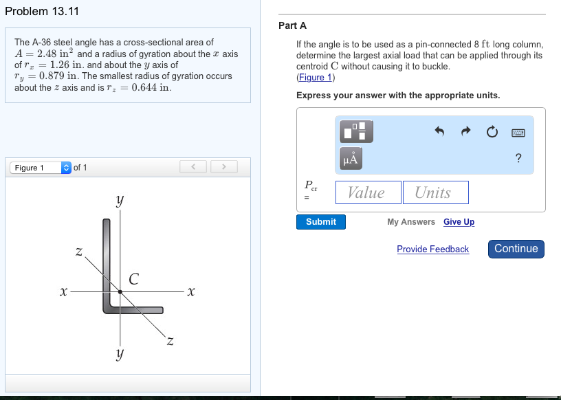 Solved The A-36 steel angle has a cross-sectional area of A | Chegg.com