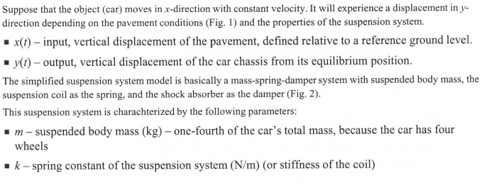 DERIVE MATHEMATICAL MODEL OF THE SUSPENSION SYSTEM | Chegg.com