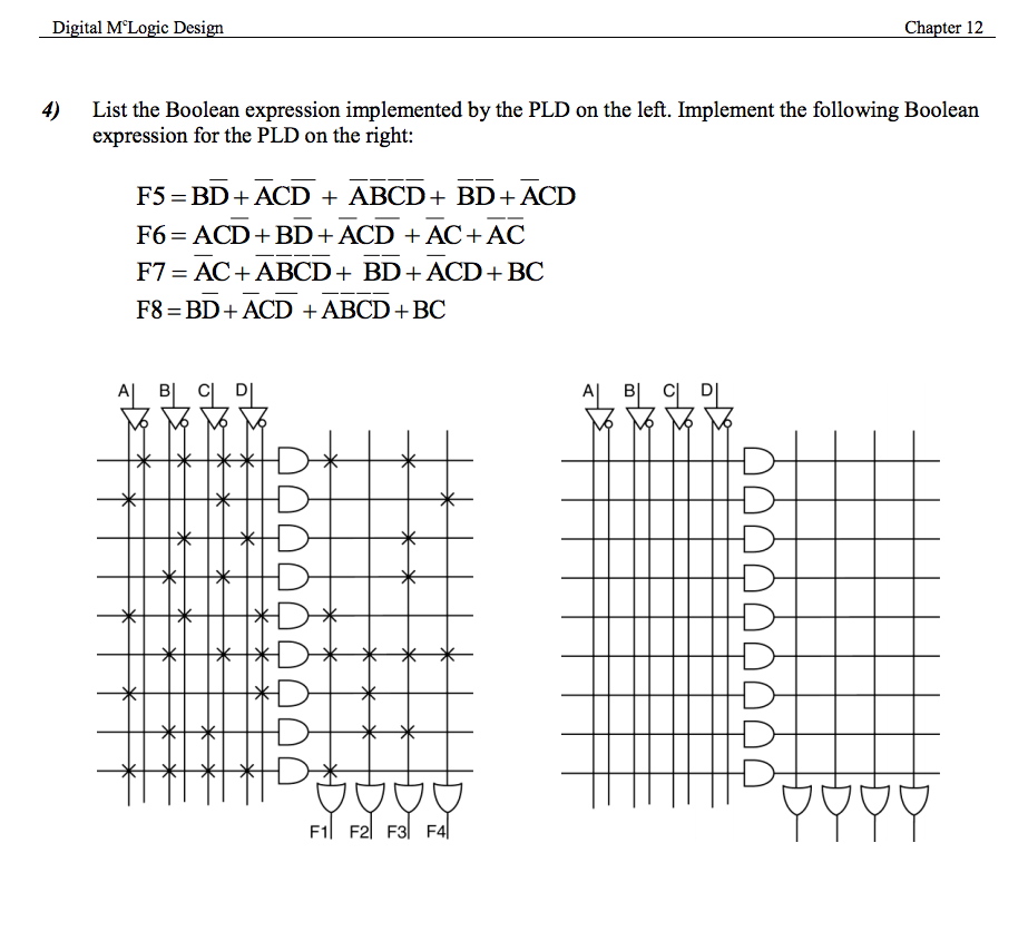 Solved 4) List the Boolean expression implemented by the PLD | Chegg.com Solved 4) List the Boolean expression implemented by the PLD | Chegg.com