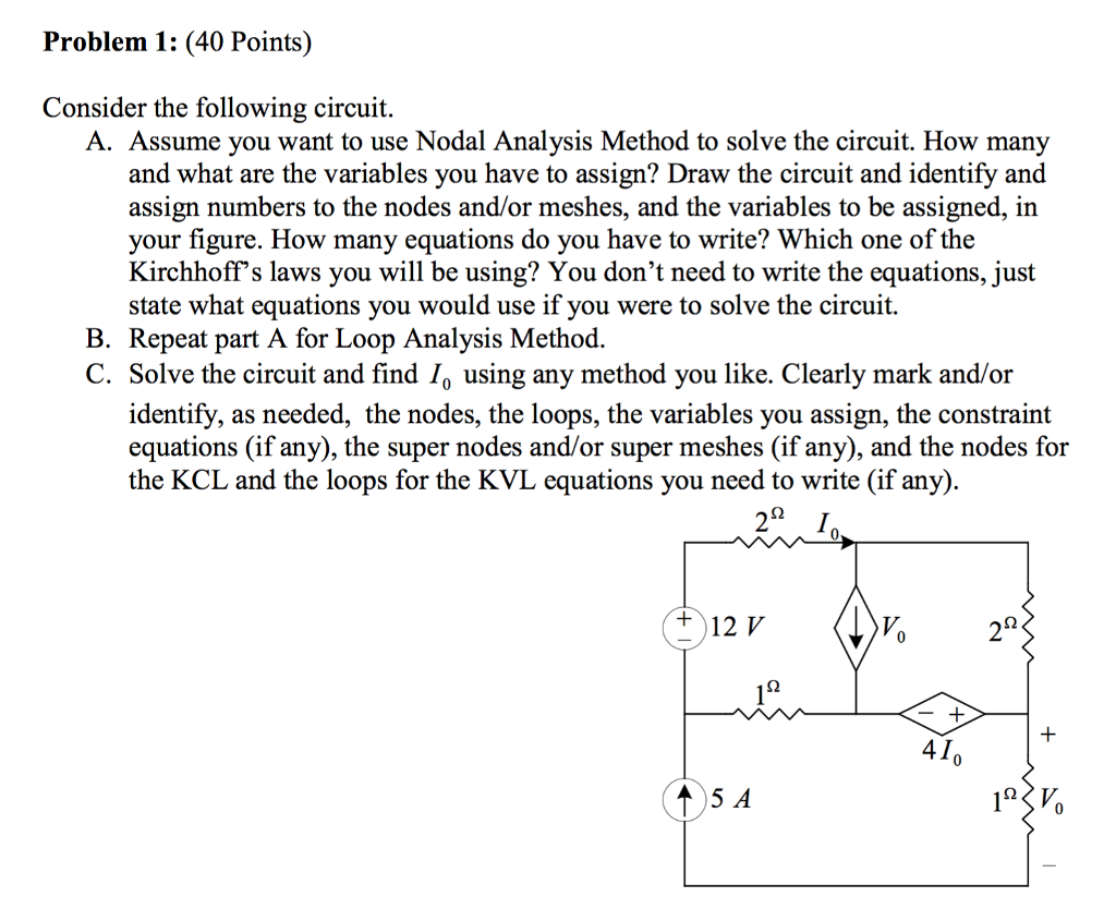 Solved Problem 1: (40 Points) Consider the following | Chegg.com