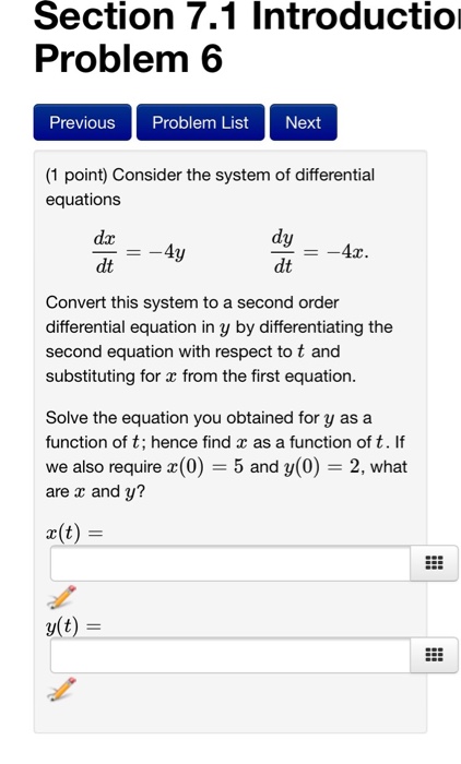 Solved Consider the system of differential equations dx/dt = | Chegg.com