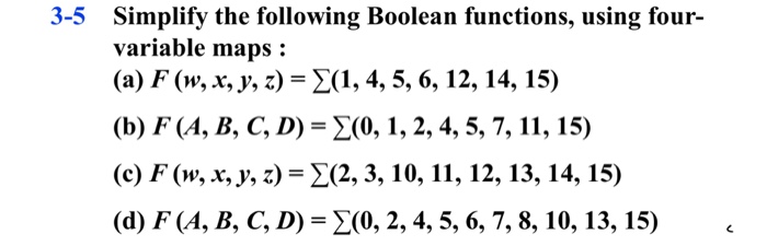 Solved Simplify the following Boolean functions, using | Chegg.com