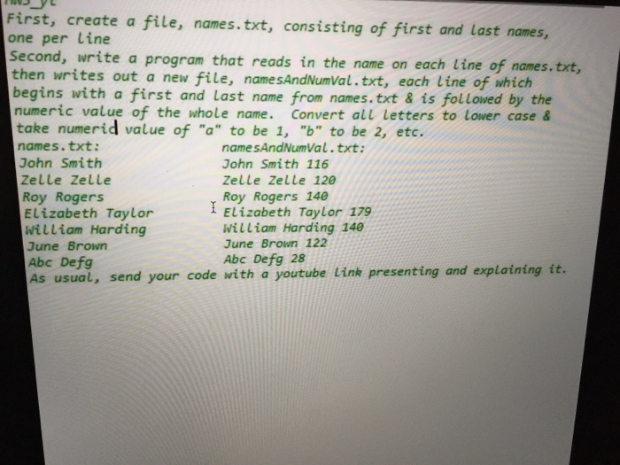 Solved First, create a file, names.txt, consisting of first | Chegg.com