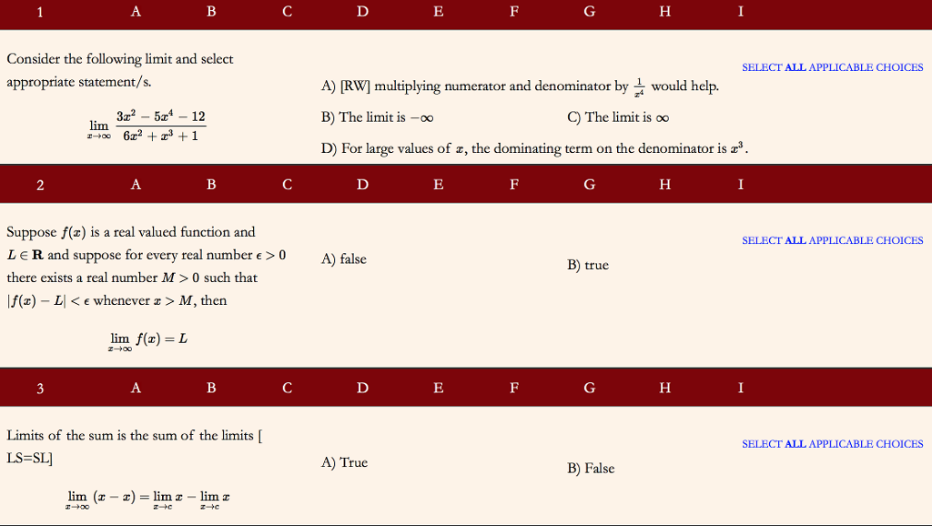 Solved Consider The Following Limit And Select Appropriate