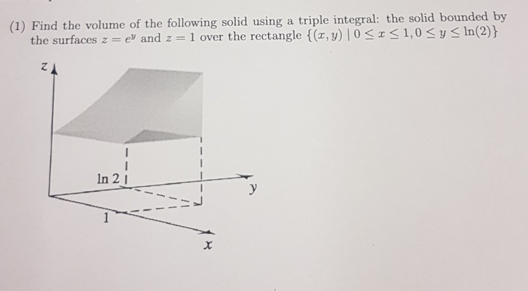 Solved (1) Find the volume of the following solid using a | Chegg.com