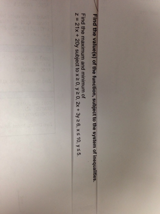 Solved Find The Value S Of The Function Subject To The