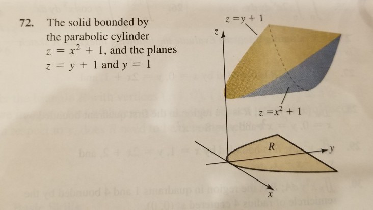 Solved 72. The solid bounded by the parabolic cylinder z = | Chegg.com