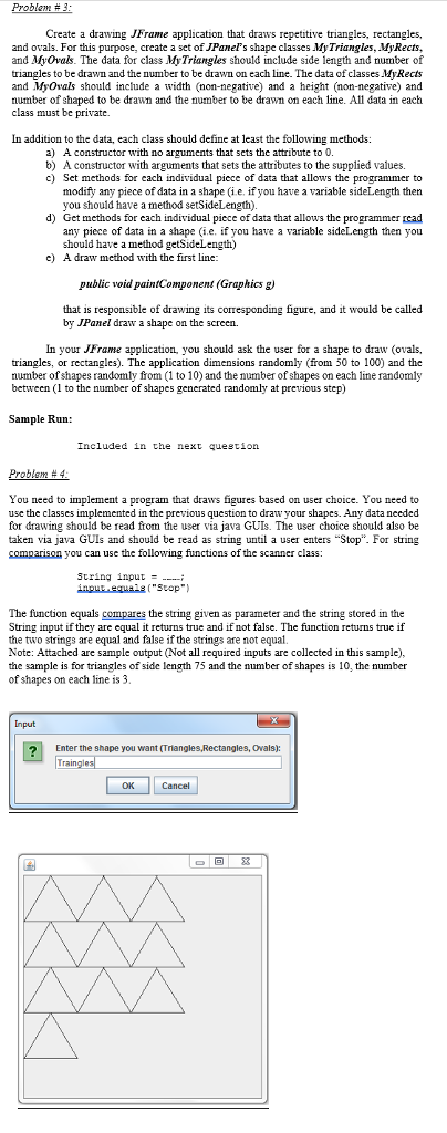 Solved Problem # 3: Create a drawing JFrame application that | Chegg.com