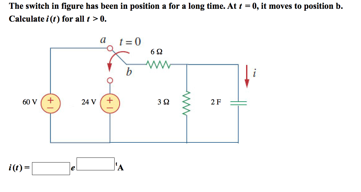 Solved The switch in figure has been in position a for a | Chegg.com