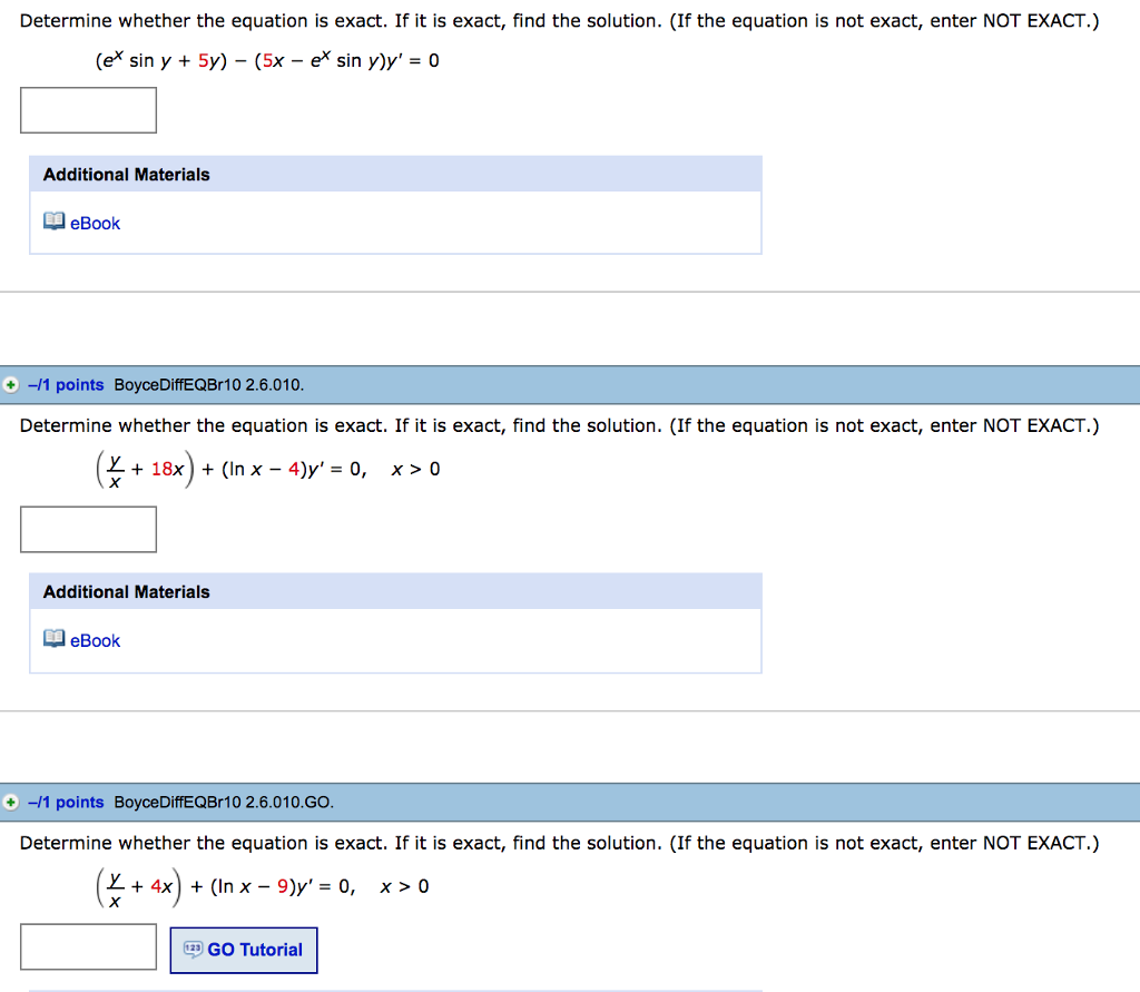 Solved Determine whether the equation is exact. If it is | Chegg.com