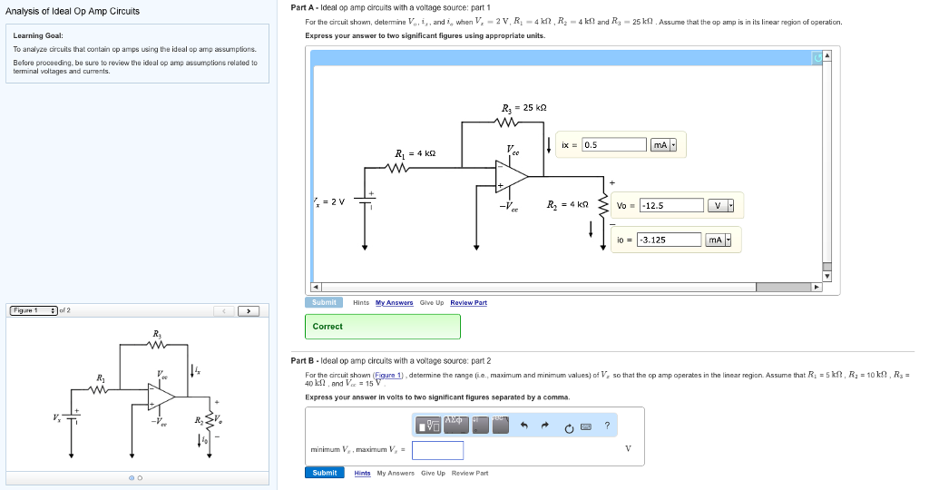 Solved Part B - Ideal op amp circuits with a voltage source: | Chegg.com