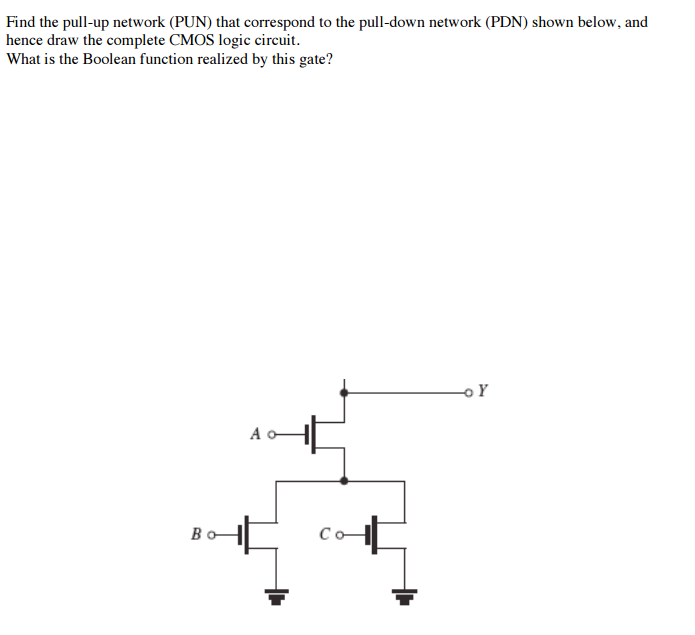 Solved Find the pull-up network (PUN) that correspond to the | Chegg.com