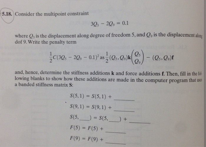 Consider the multipoint constraint 3Q_5 - 2Q_9 = 0.1 | Chegg.com