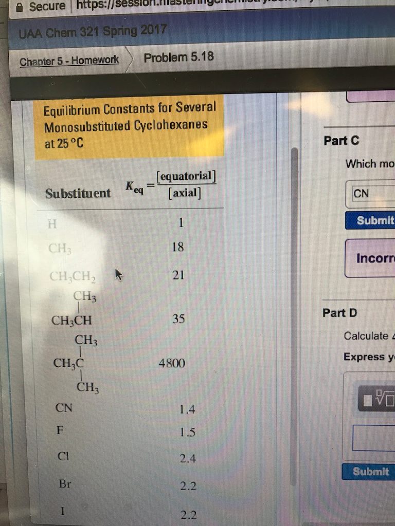 Solved AA Chem 321 Spring 2017 Chapter 5 Homework Problem | Chegg.com Solved AA Chem 321 Spring 2017 Chapter 5 Homework Problem | Chegg.com