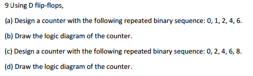 Solved Using D flip-flops, design a counter with the | Chegg.com
