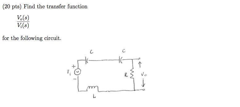 Solved Find the transfer function V_0(s)/V_(s) for the | Chegg.com