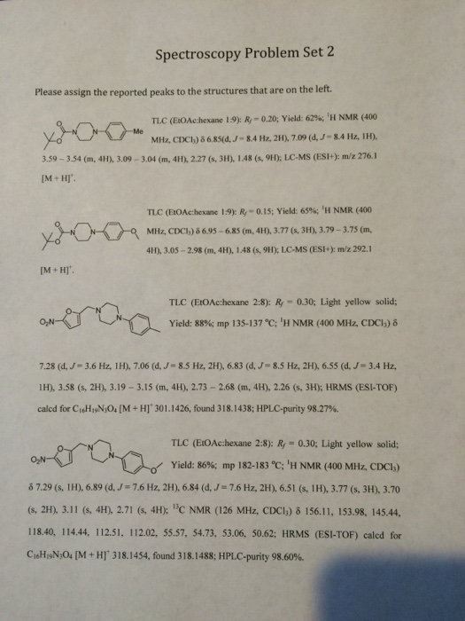 Solved Spectroscopy Problem Set 2 Please assign the reported | Chegg.com