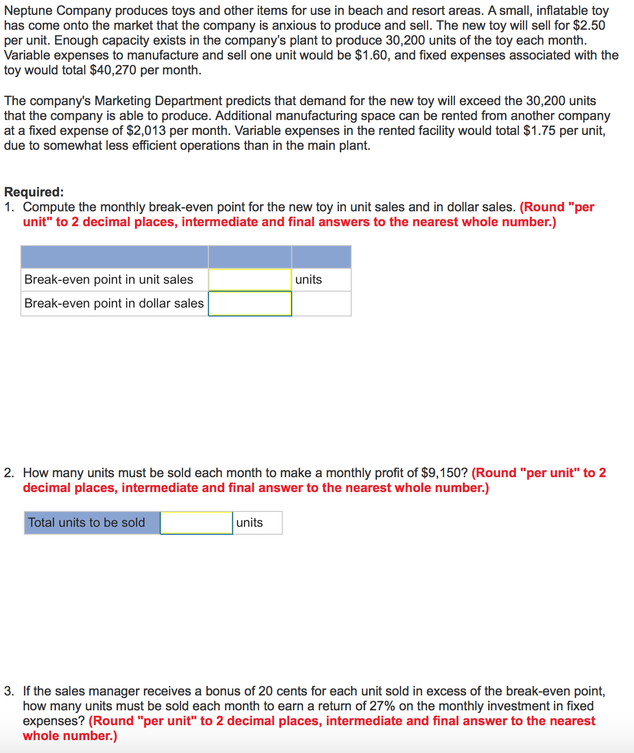 Solved Neptune Company produces toys and other items for use | Chegg.com
