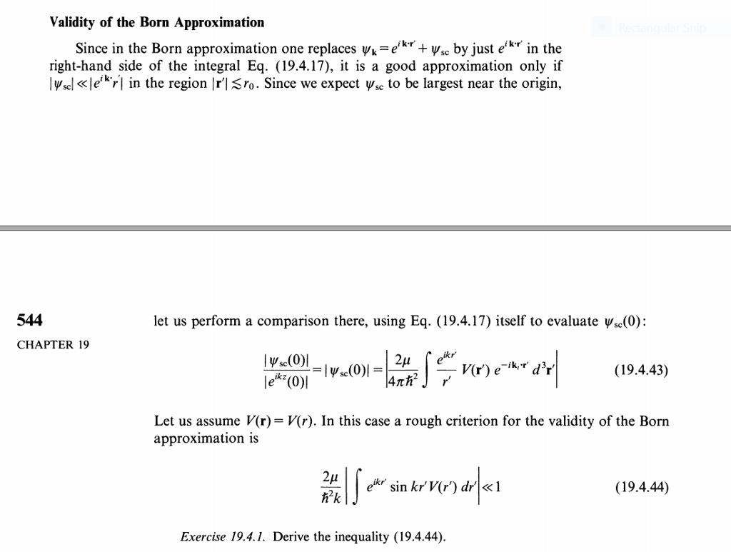 Validity of the Born Approximation Since in the Born | Chegg.com