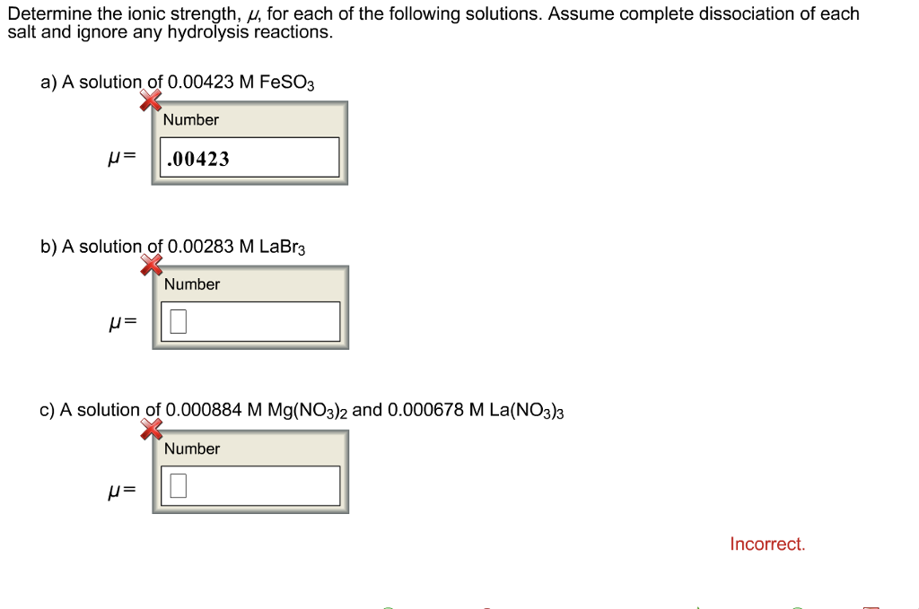 Solved Determine the ionic strength, , for each of the | Chegg.com